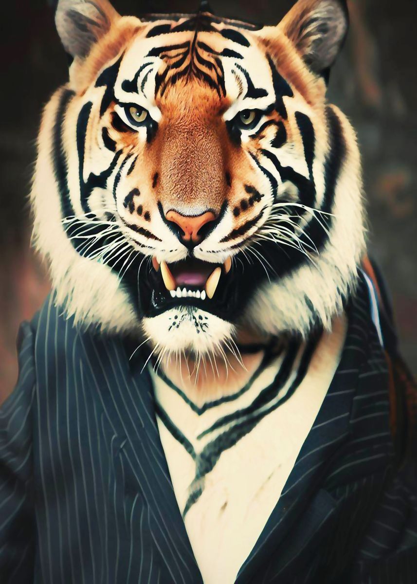 'Tiger in Suit' Poster, picture, metal print, paint by VIVEK KANSARA ...