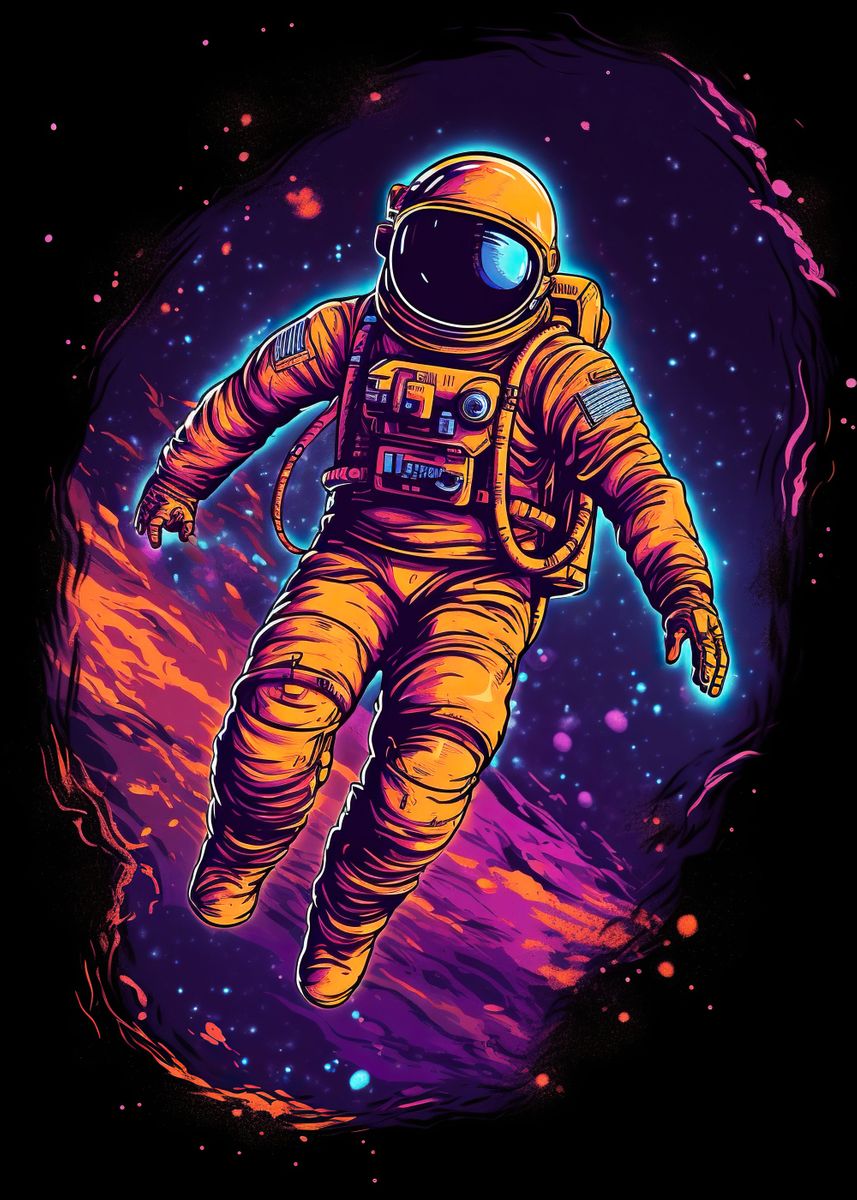 'Flying Astronaut' Poster, picture, metal print, paint by Laura ...
