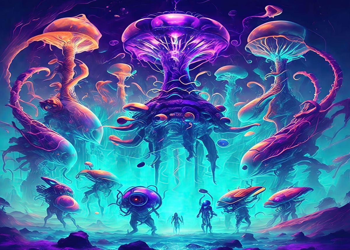 'Cosmic Carnival' Poster by Roberto Gonzalez | Displate