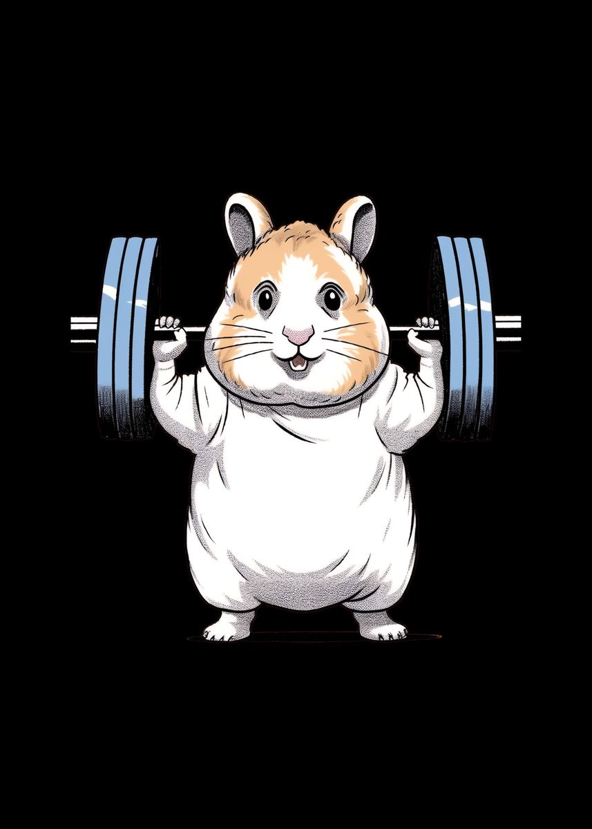 'Hamster Lifting Weights' Poster by CrownMerch | Displate