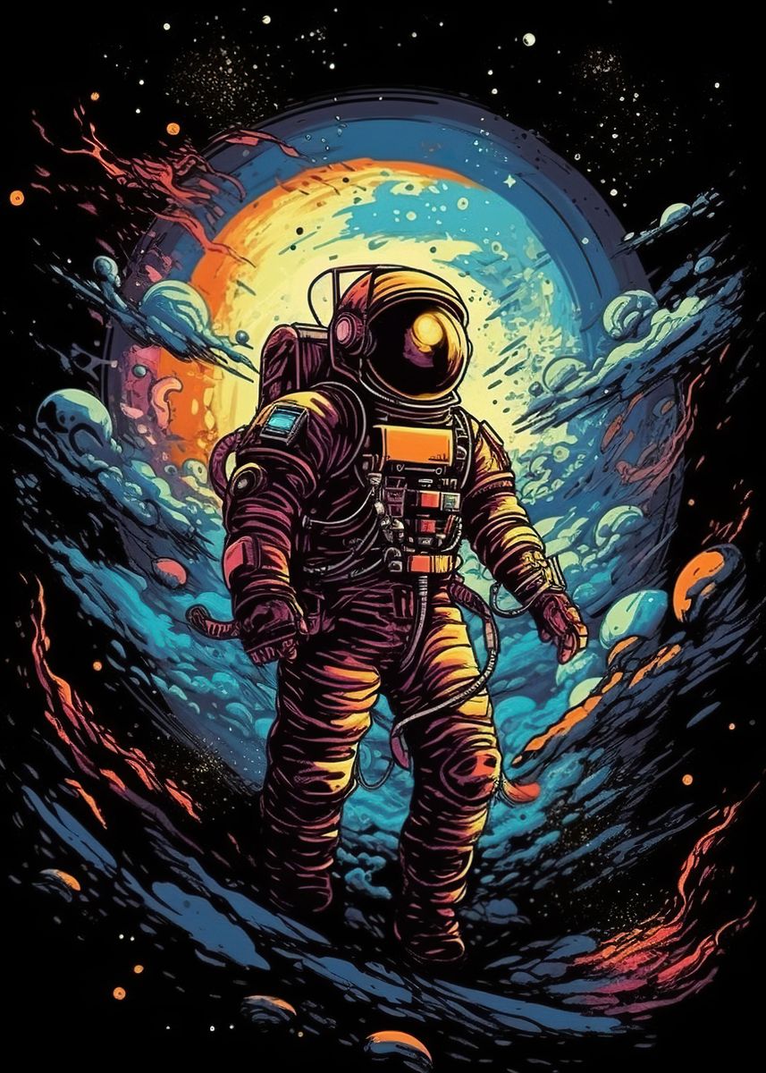 'Psychedelic Astronaut' Poster, picture, metal print, paint by Laura ...