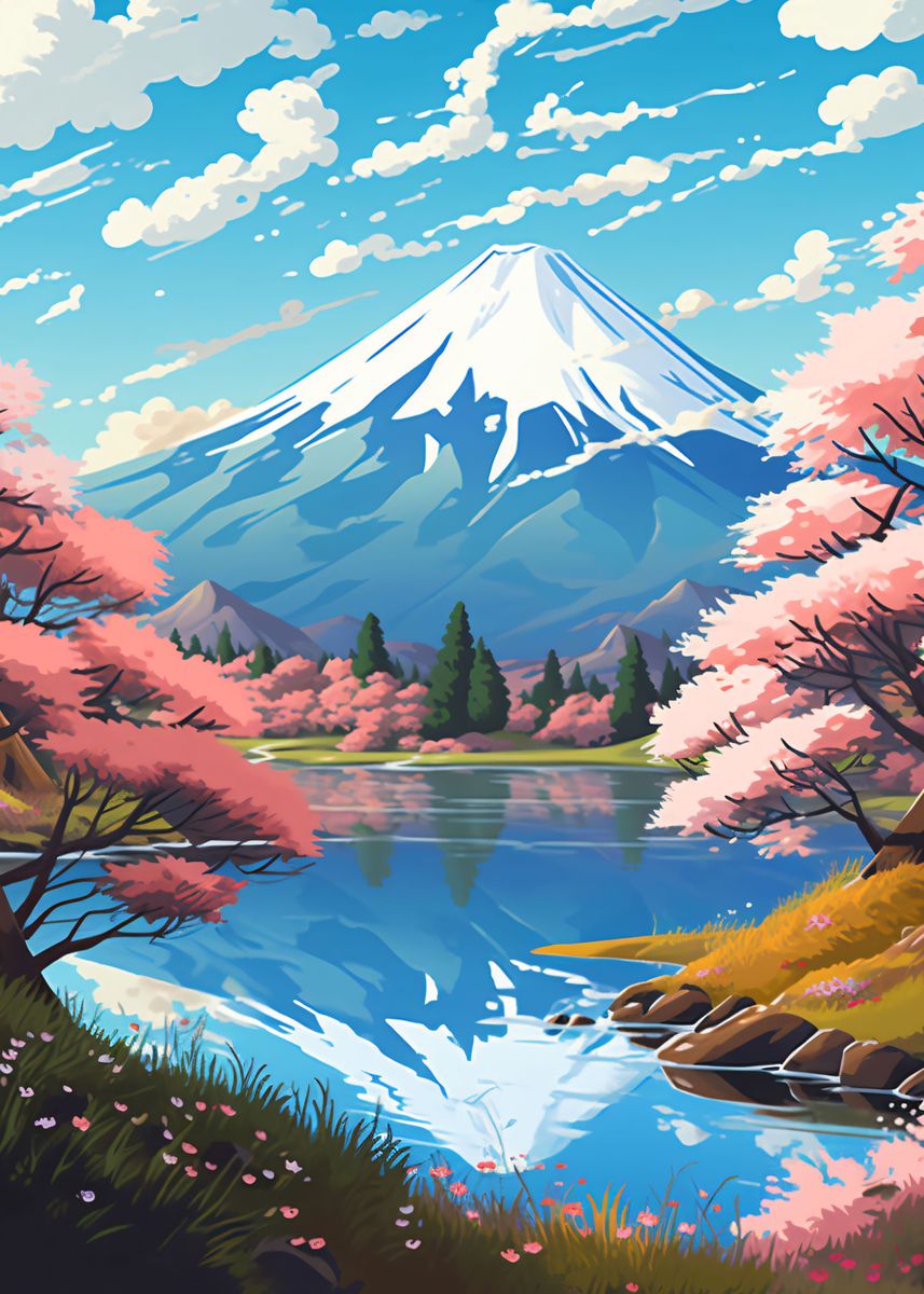 'Japanese Landscape' Poster, picture, metal print, paint by Conceptual ...