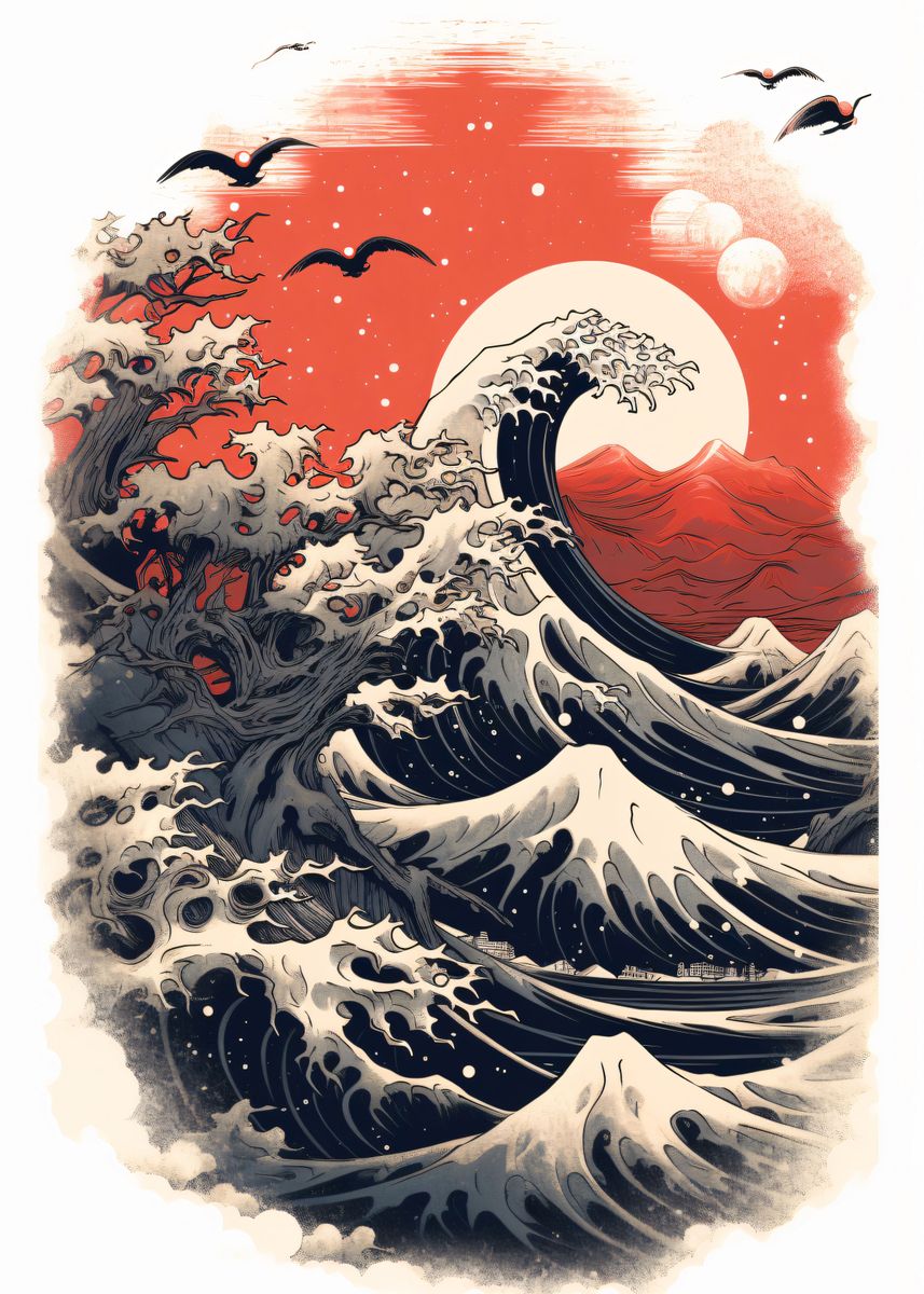 'The Great Wave' Poster, picture, metal print, paint by Conceptual ...