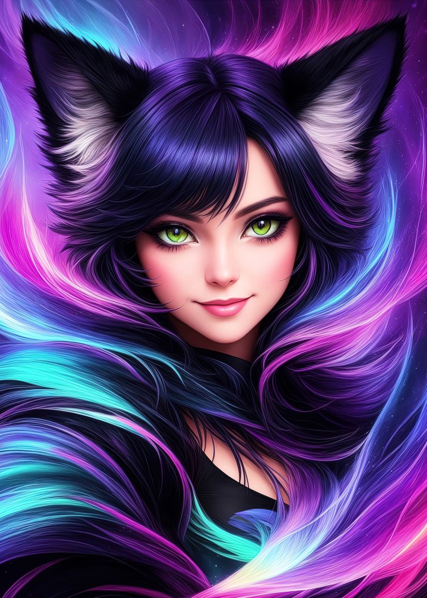 'Charming Furry Anime Girl ' Poster, picture, metal print, paint by ...