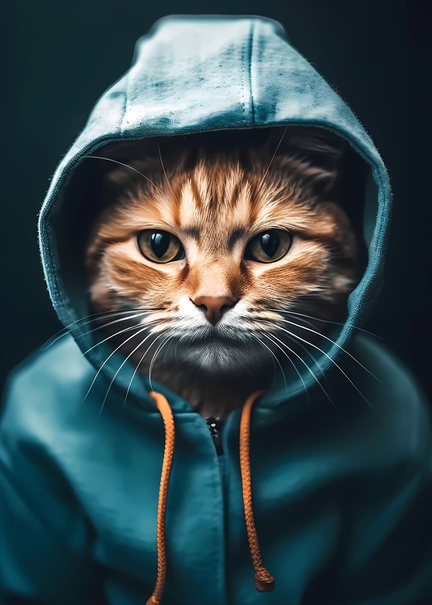 'Cat Hoodie' Poster by DecoyDesign | Displate