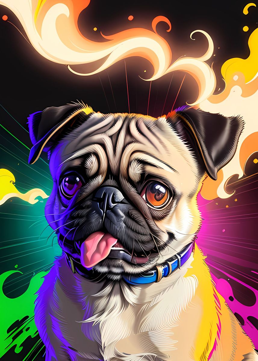 'cute dog retro style' Poster, picture, metal print, paint by erma wati ...