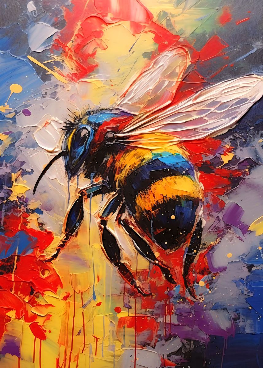 'Bee Abstract Painting' Poster, picture, metal print, paint by Rafael ...