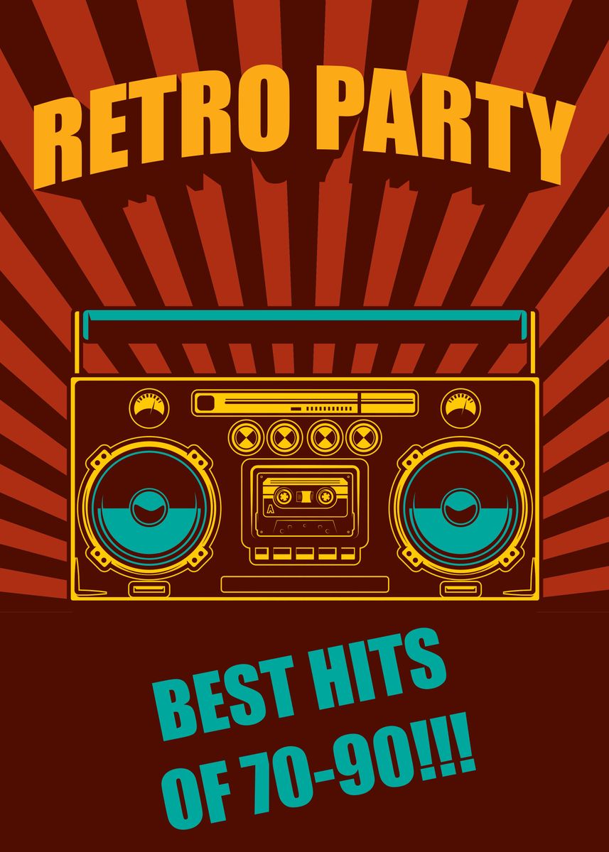 'retro style boombox' Poster, picture, metal print, paint by ...