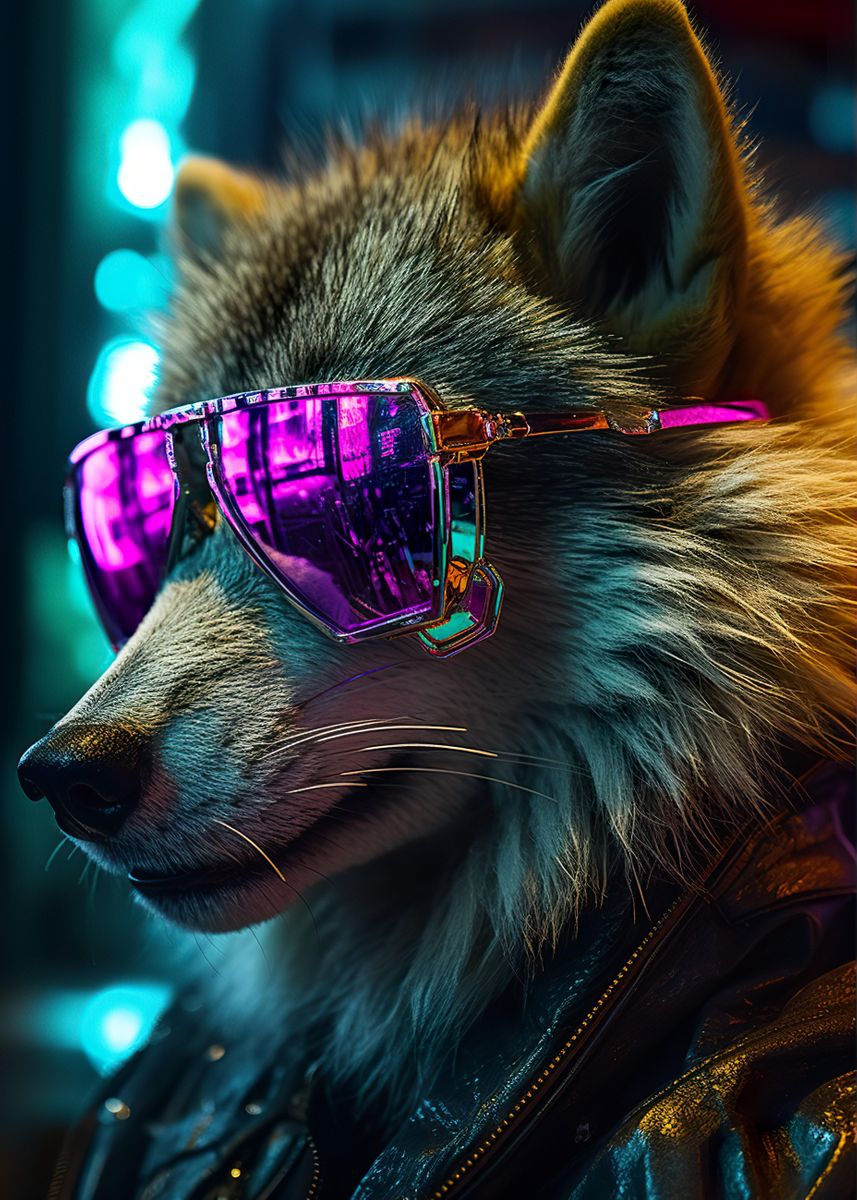 'Cyberpunk Wolf' Poster, picture, metal print, paint by PosterSuite ...