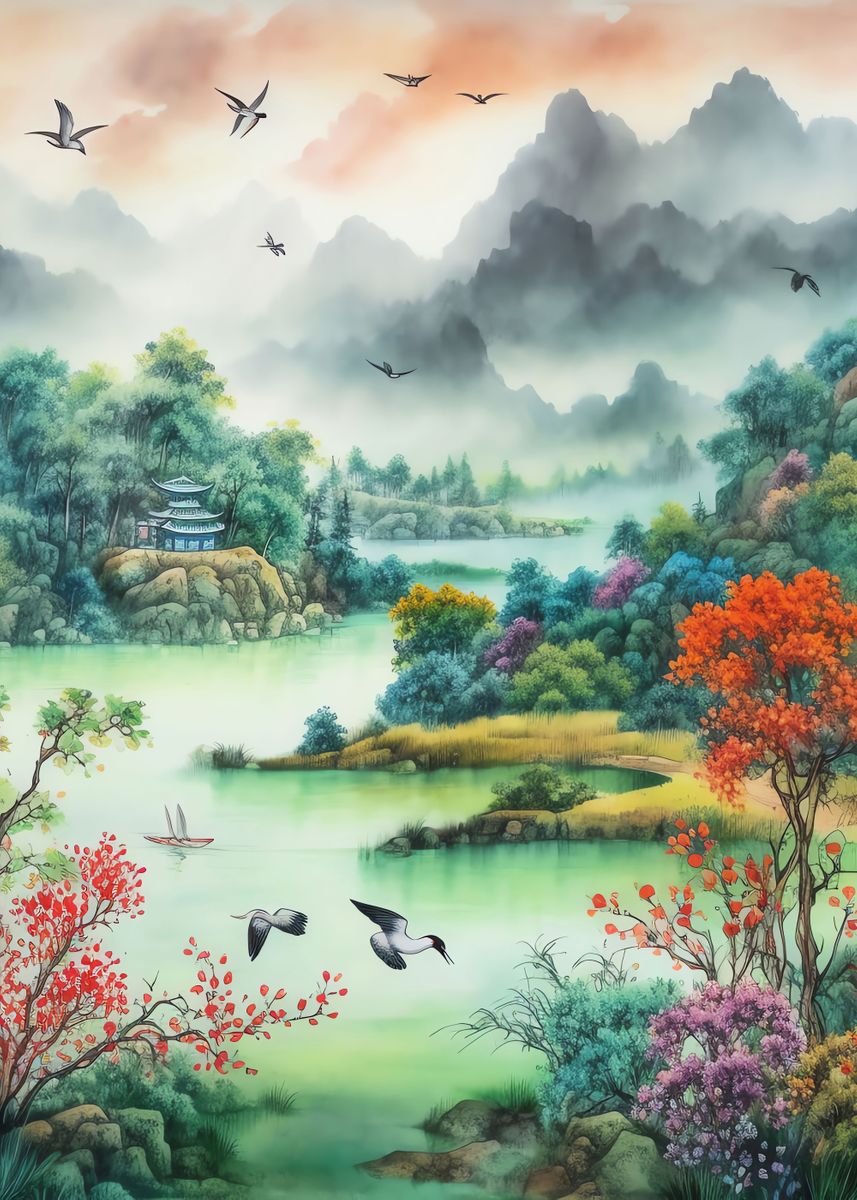 'Nature Flower Landscpae' Poster, picture, metal print, paint by Poster ...