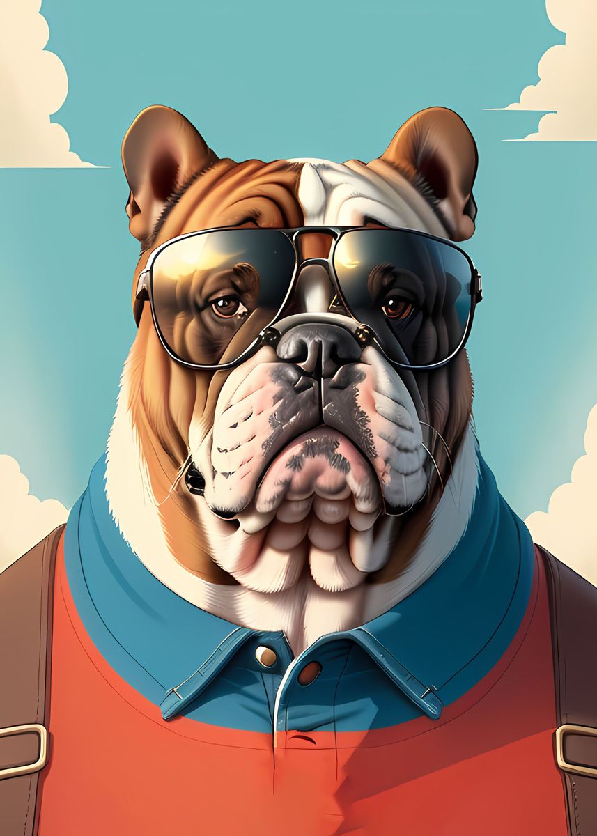 'cute dog retro style' Poster, picture, metal print, paint by erma wati ...
