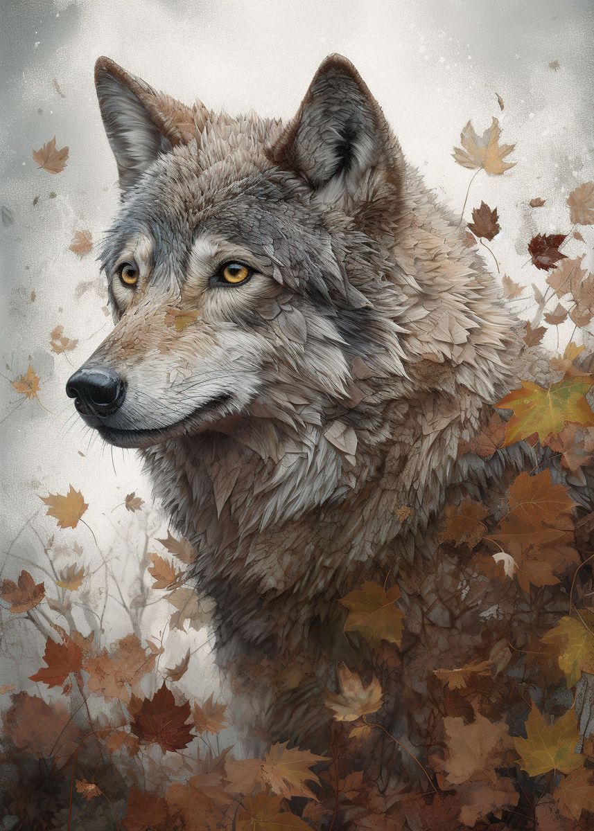 'Fierce Beauty Of Wolf Art ' Poster, picture, metal print, paint by AMG ...