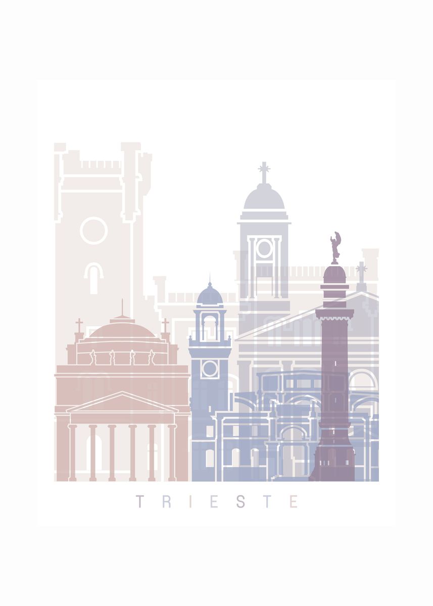 'Trieste skyline poster ' Poster, picture, metal print, paint by ...