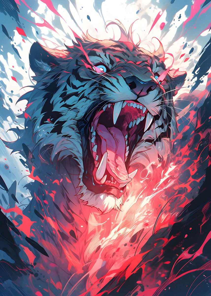 'Tiger Rampage' Poster, picture, metal print, paint by EKIM | Displate