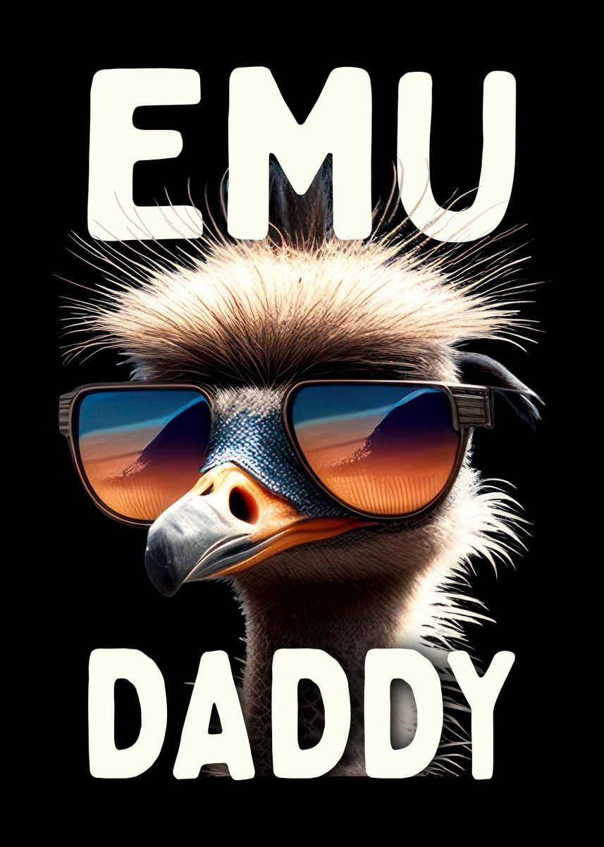 'Emu Daddy Bird Ostrich' Poster, picture, metal print, paint by ...