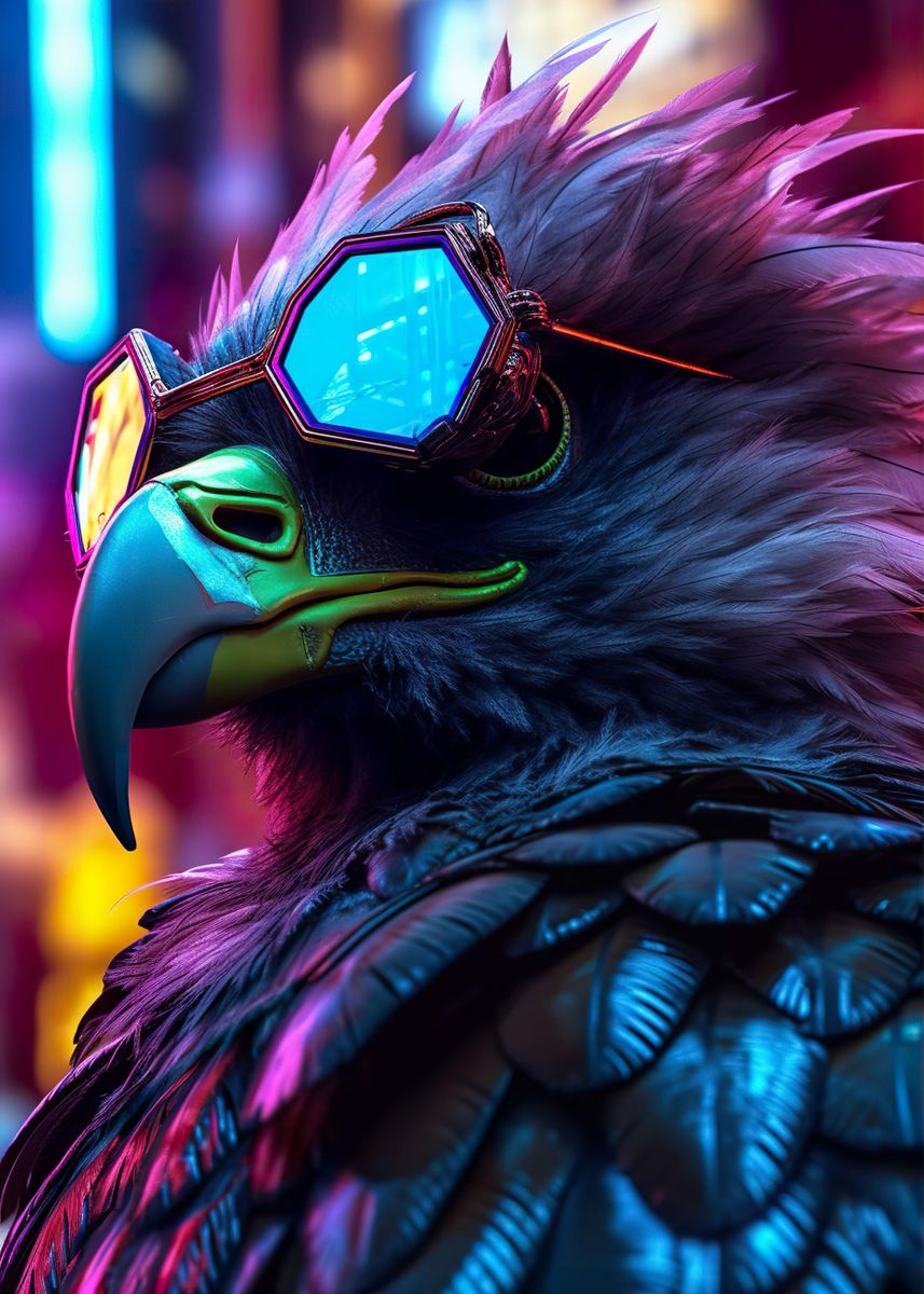'Cyberpunk Bird' Poster by PosterSuite | Displate
