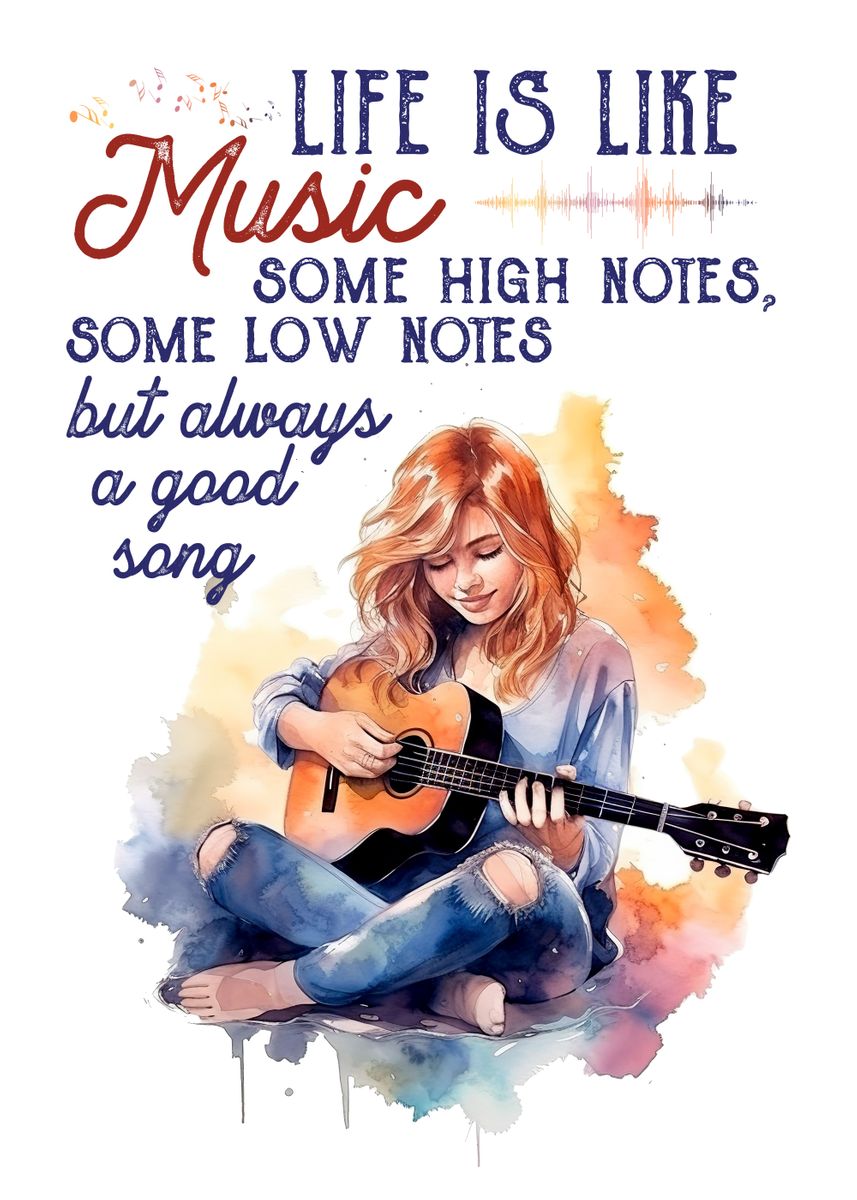 'Life is like Music Guitar' Poster, picture, metal print, paint by KING ...