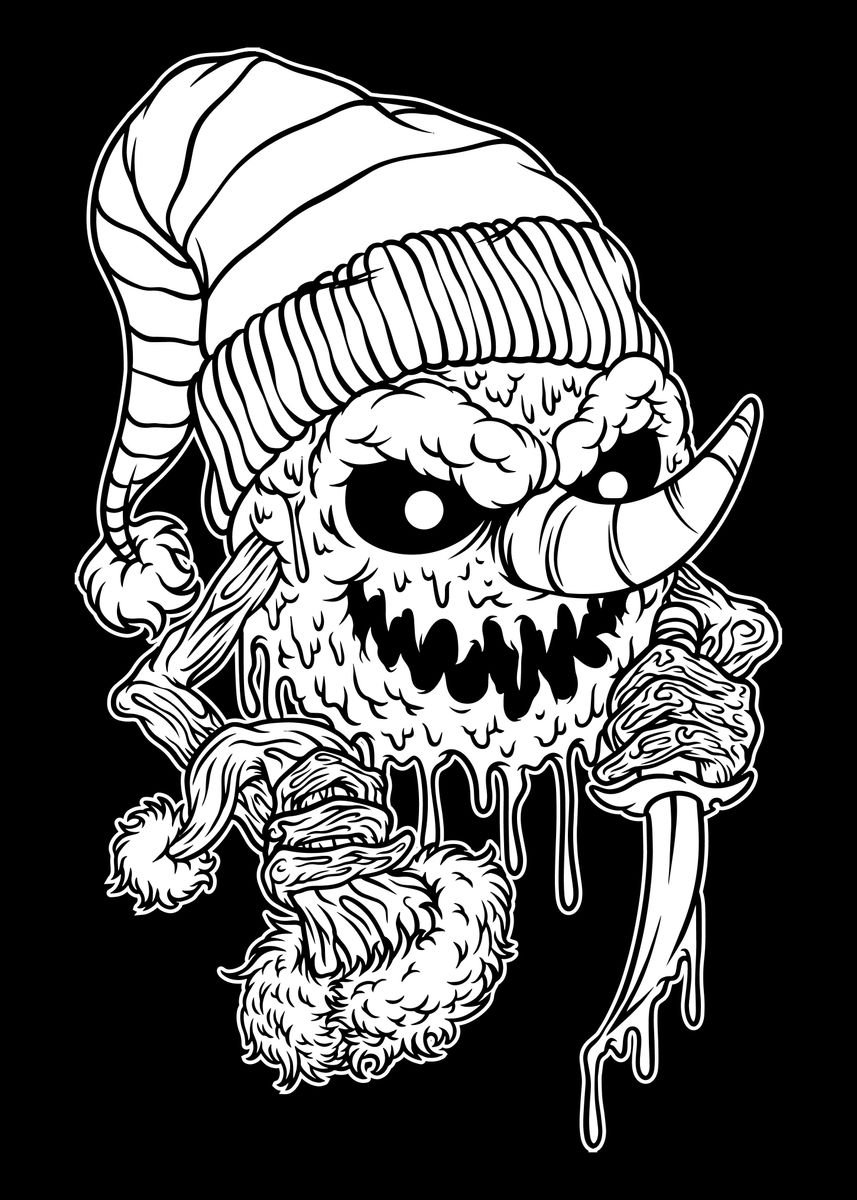 'Evil Snowball BnW' Poster, picture, metal print, paint by hendra ...