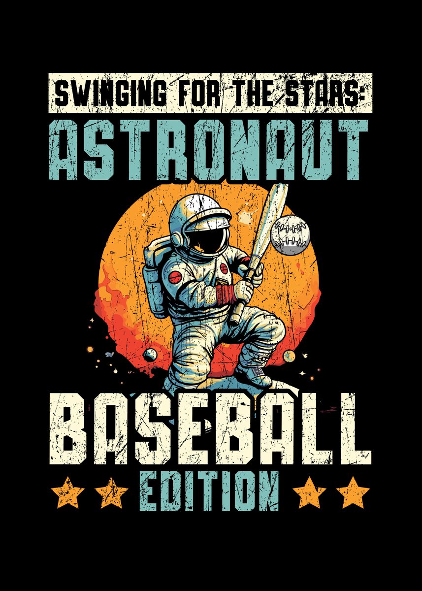 'Baseball Astronaut' Poster, picture, metal print, paint by NAO | Displate