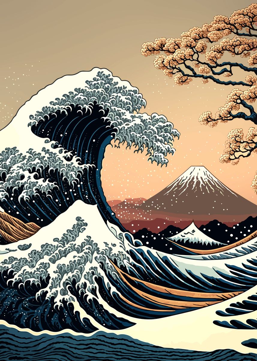 'sea wave Japanese art 2' Poster, picture, metal print, paint by the ...