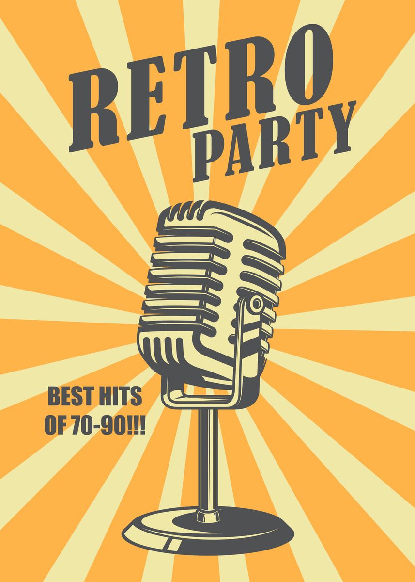 'retro style microphone' Poster, picture, metal print, paint by ...