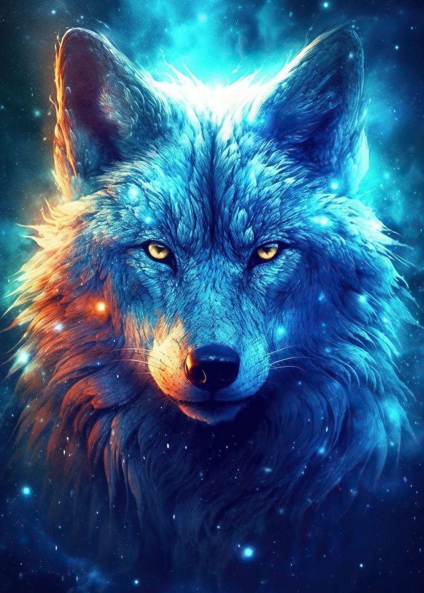 ' Mighty Wolf Gaze' Poster, picture, metal print, paint by Beast Lion | Displate