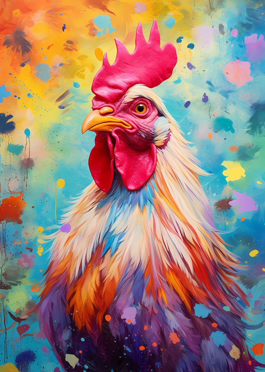 'Chicken Color' Poster, picture, metal print, paint by DecoyDesign ...