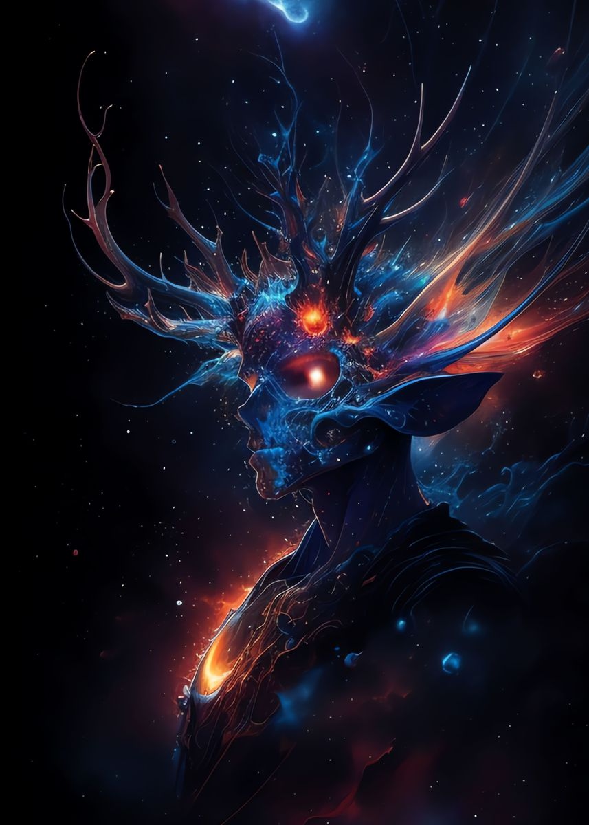 'Devil Deer Space Cosmic' Poster by Alex Bayu | Displate