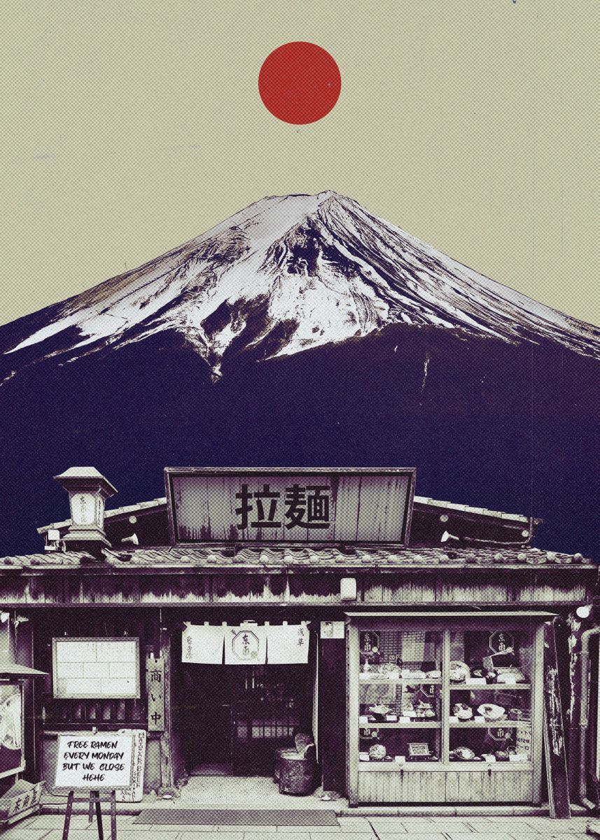 'Ramen Shop In Mount Fuji' Poster, picture, metal print, paint by ...