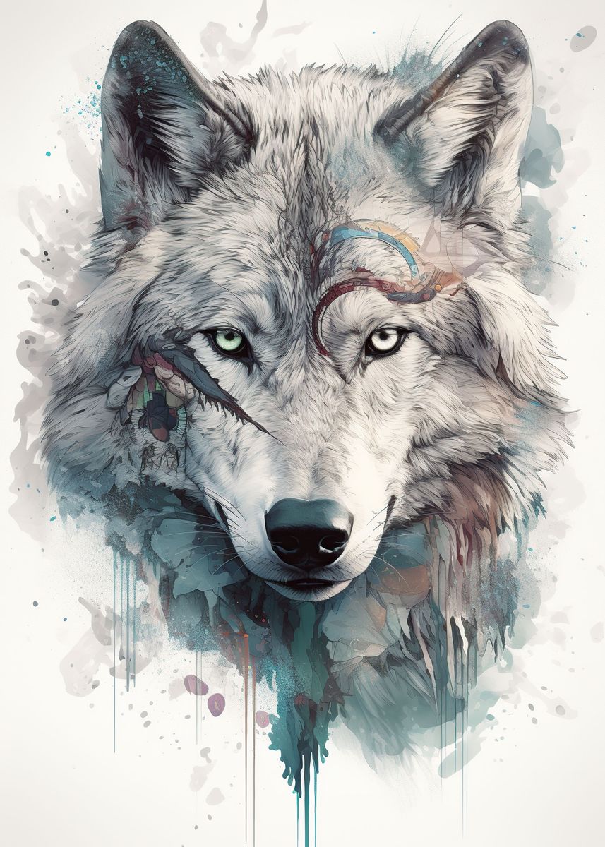 'Wild Spirit Wolf Artwork' Poster, picture, metal print, paint by IDD ...