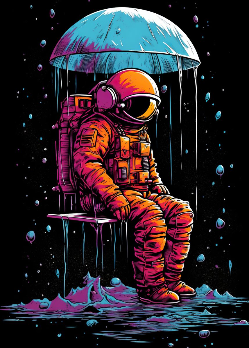 'Astronaut Sitting Silent' Poster, picture, metal print, paint by Laura ...