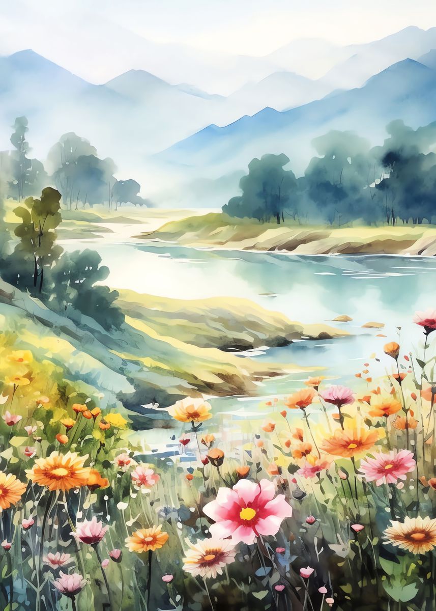'Nature Flower Landscpae' Poster, picture, metal print, paint by Poster ...