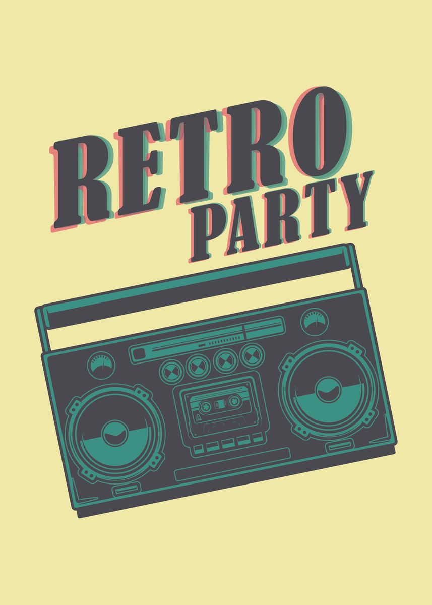 'retro style boombox' Poster, picture, metal print, paint by ...