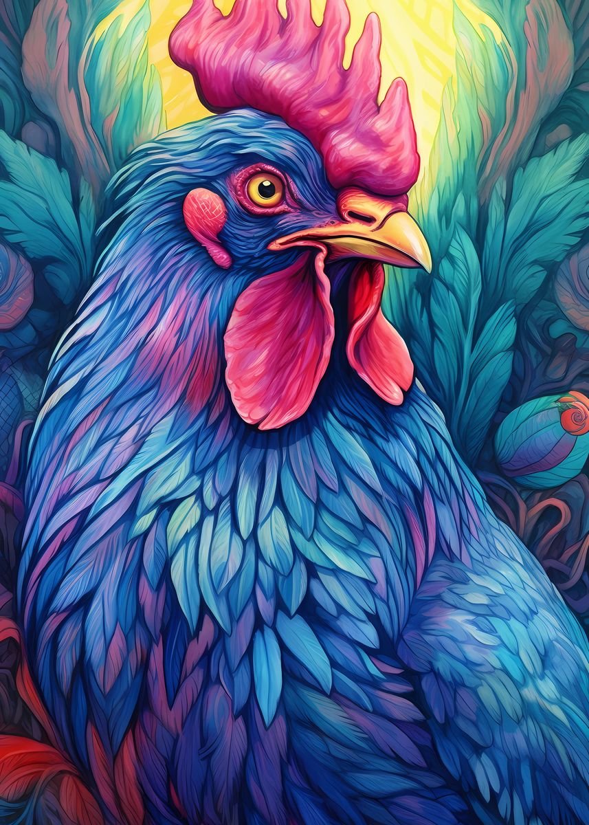 'Chicken Colorful' Poster, picture, metal print, paint by DecoyDesign ...