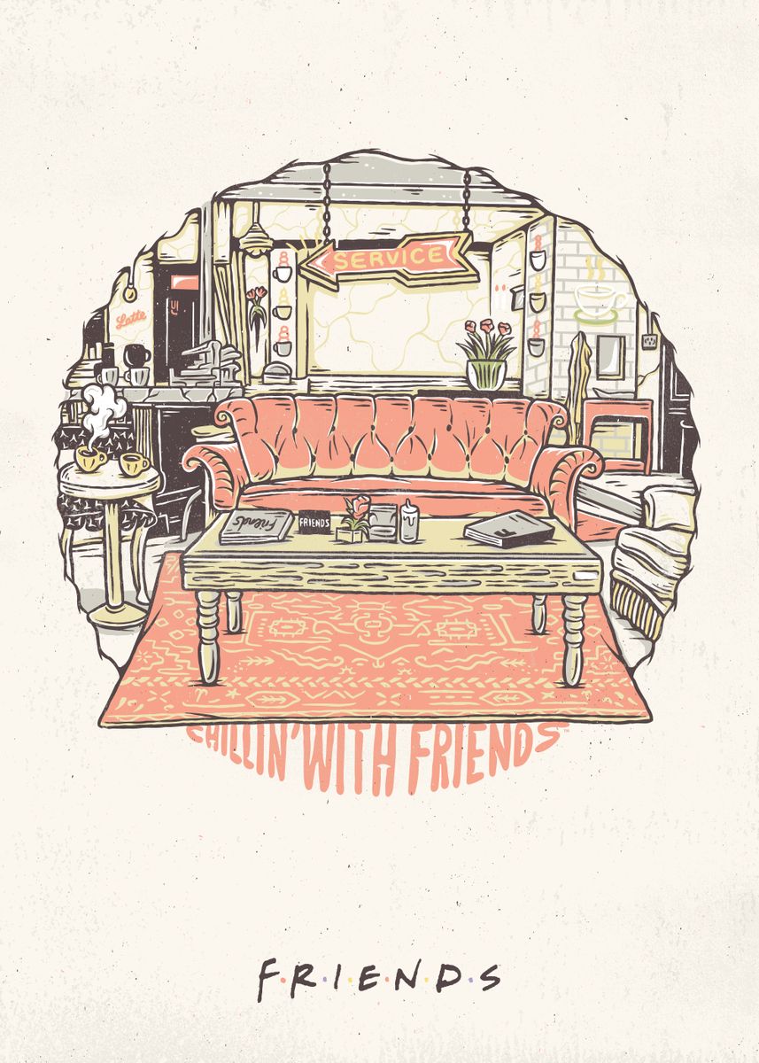 'Chillin with Friends' Poster, picture, metal print, paint by Friends ...