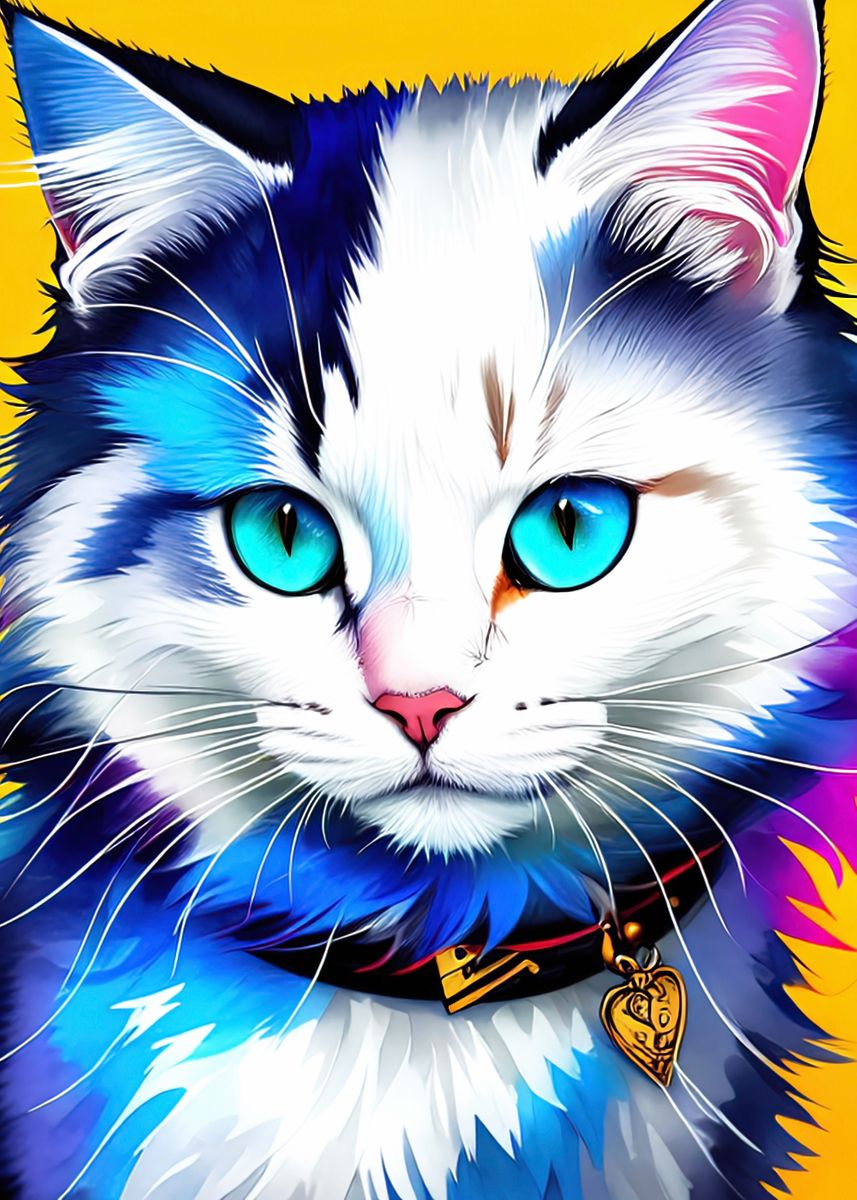 'Beautiful Cat Portrait' Poster, picture, metal print, paint by Juka ...