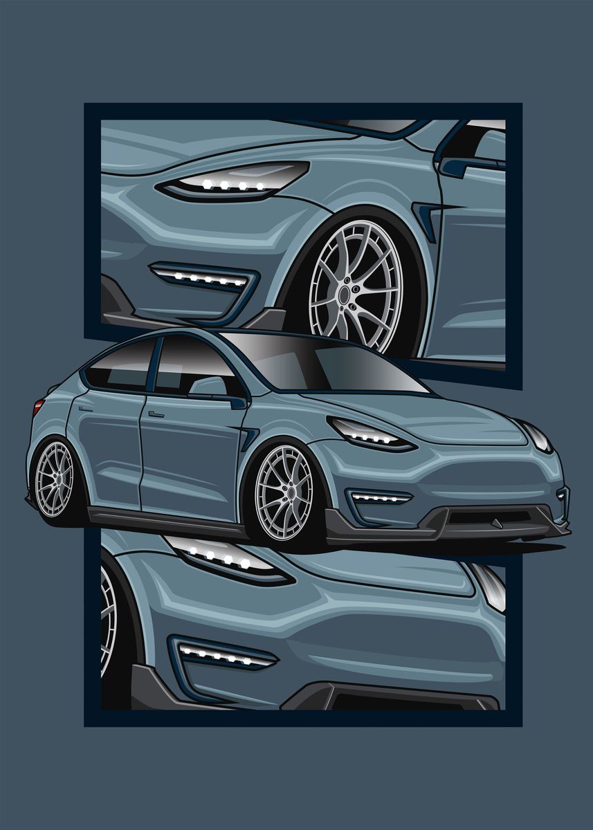 'Tesla Model Y' Poster, picture, metal print, paint by Vero Automotive ...