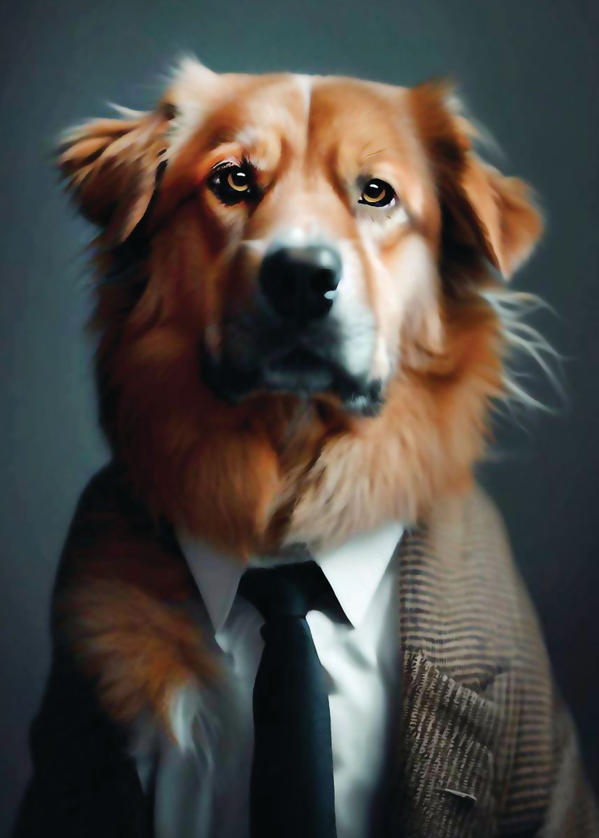 'Dog in suit' Poster, picture, metal print, paint by VIVEK KANSARA ...