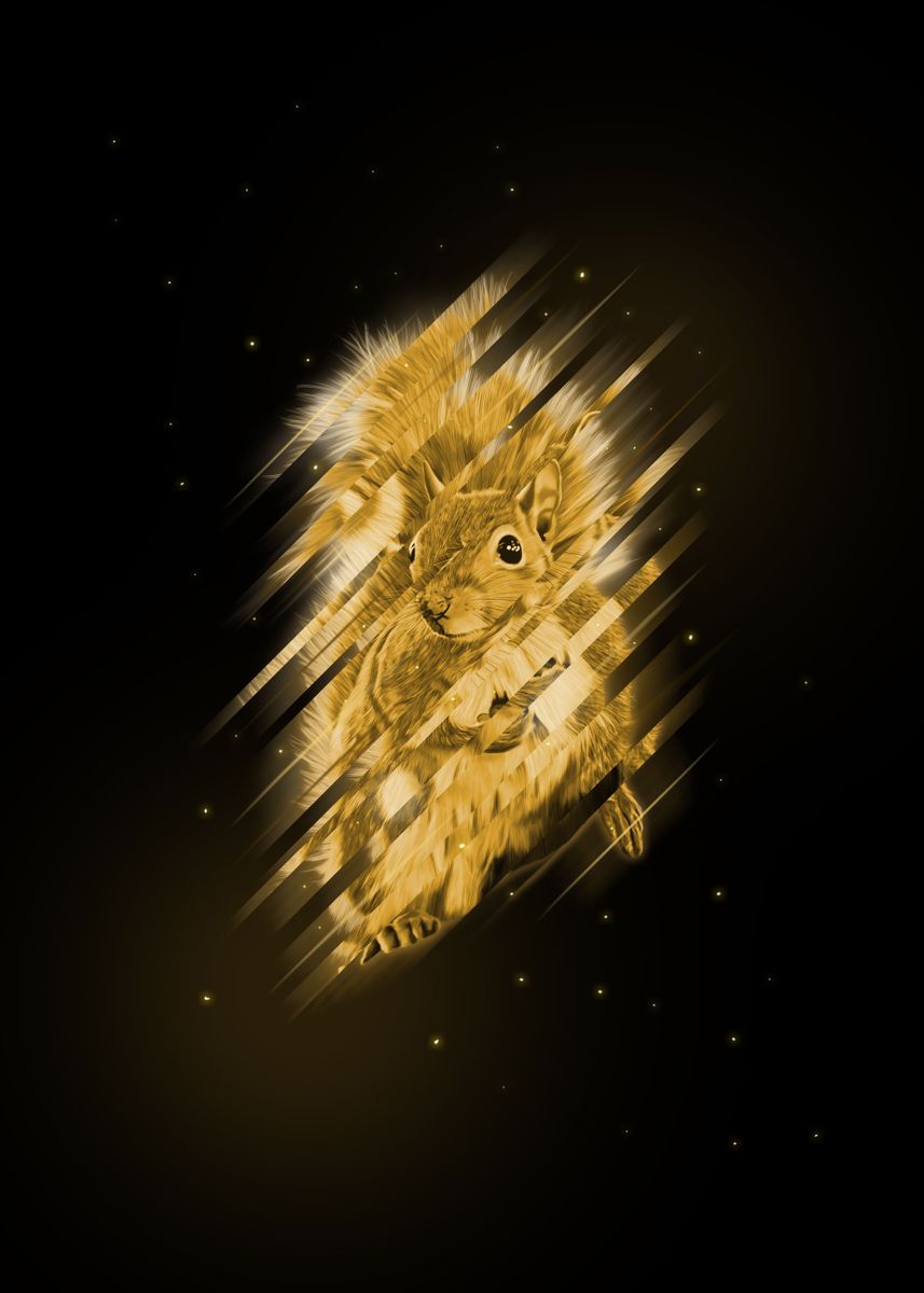 'Gold Squirrel' Poster, picture, metal print, paint by Mike Bartlett ...