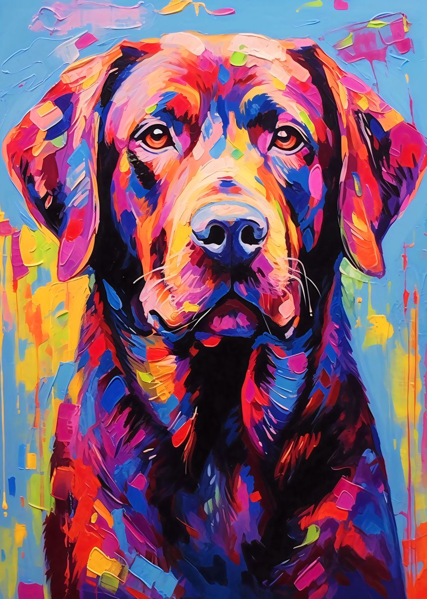 'Black Labrador Abstract' Poster, picture, metal print, paint by Rafael ...