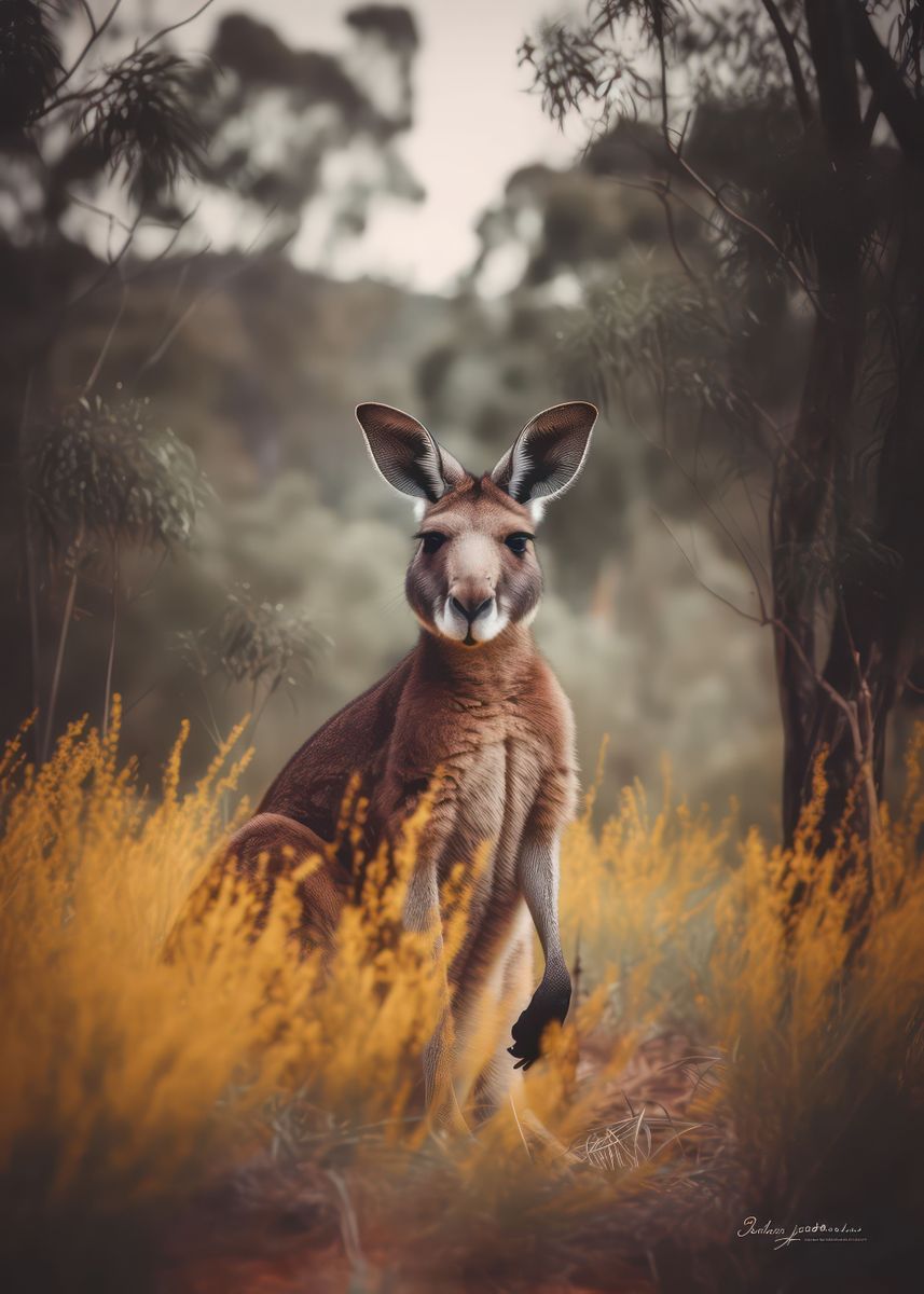 'Inquisitive kangaroo' Poster by Zooscape Wildlife | Displate
