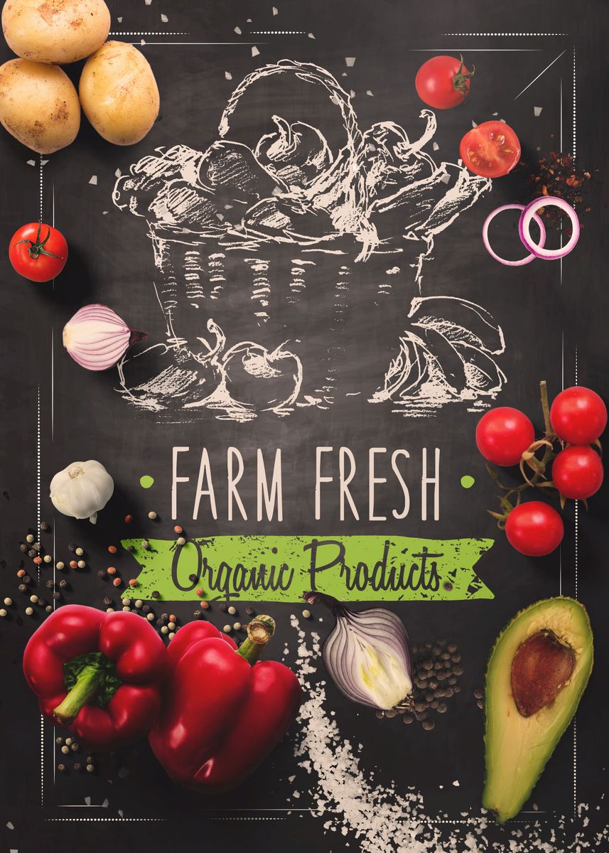 'Farm Fresh organic Food' Poster by Stefan Merz | Displate