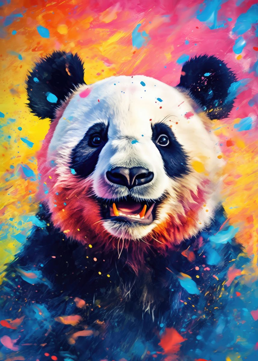 'Paint Splatter Panda Bear' Poster, picture, metal print, paint by Jensen Art Co | Displate