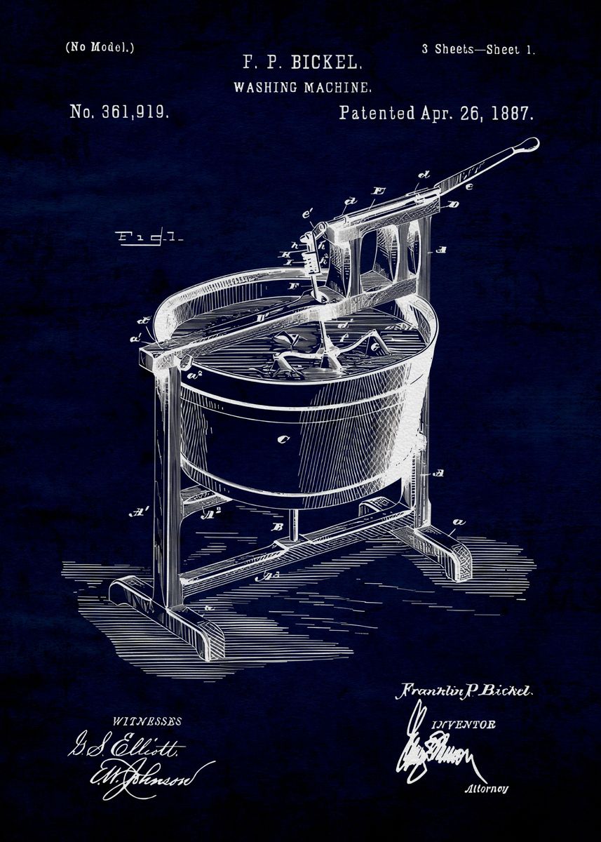 'Washing Machine 1887' Poster by RickyEKelly | Displate