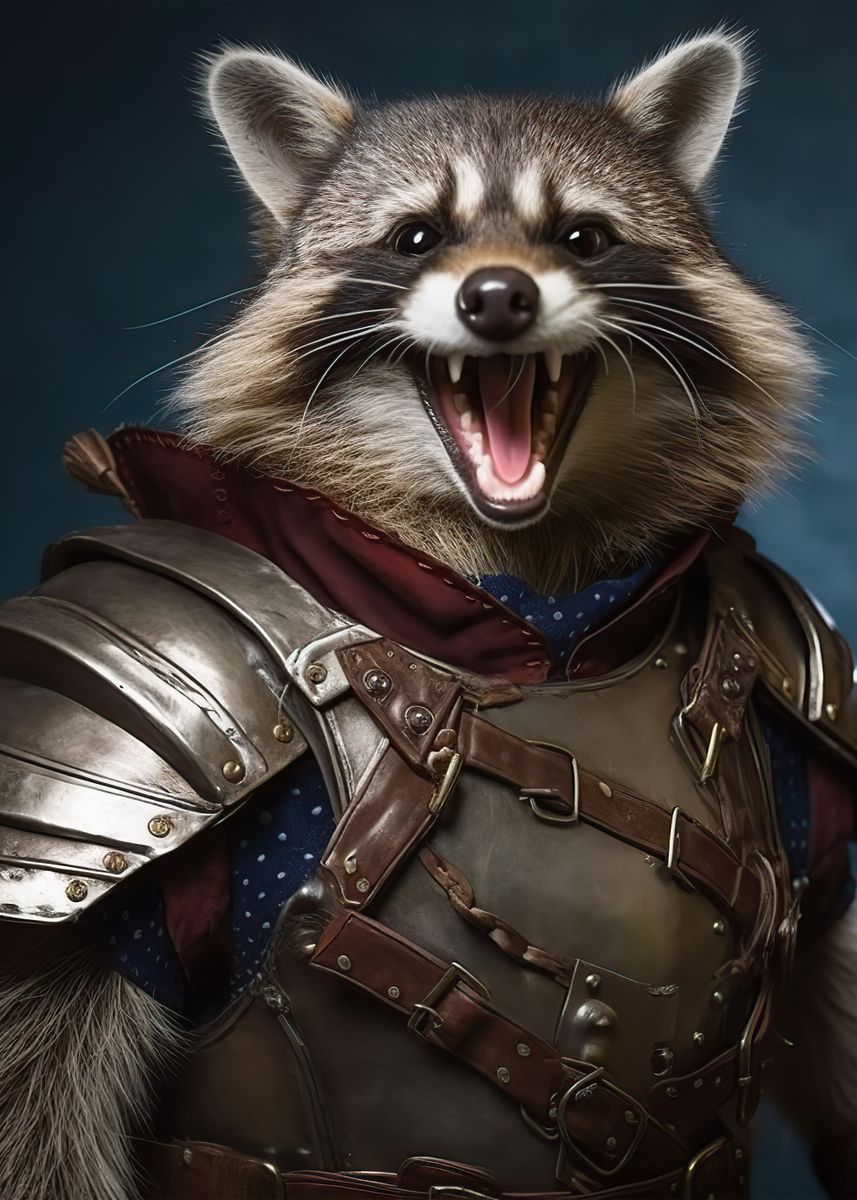 'Racoon warrior' Poster by Raheel Hollis | Displate