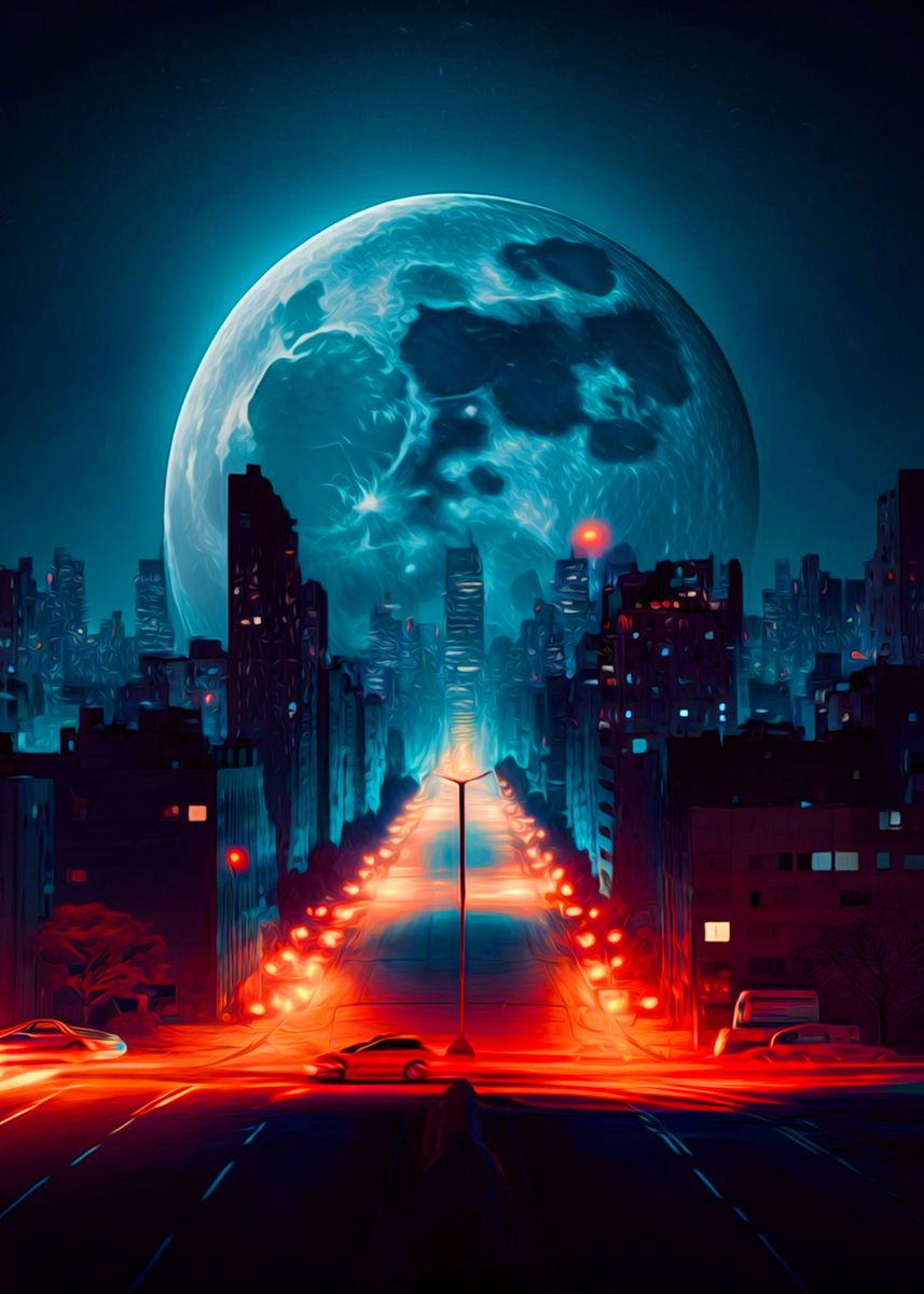 'Fantasy Moon Night' Poster, picture, metal print, paint by Alaye ...