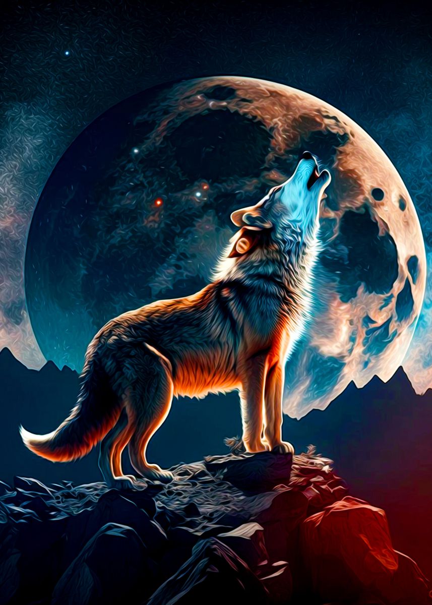 'Fantasy Wolf' Poster, picture, metal print, paint by Haibara Inuya ...