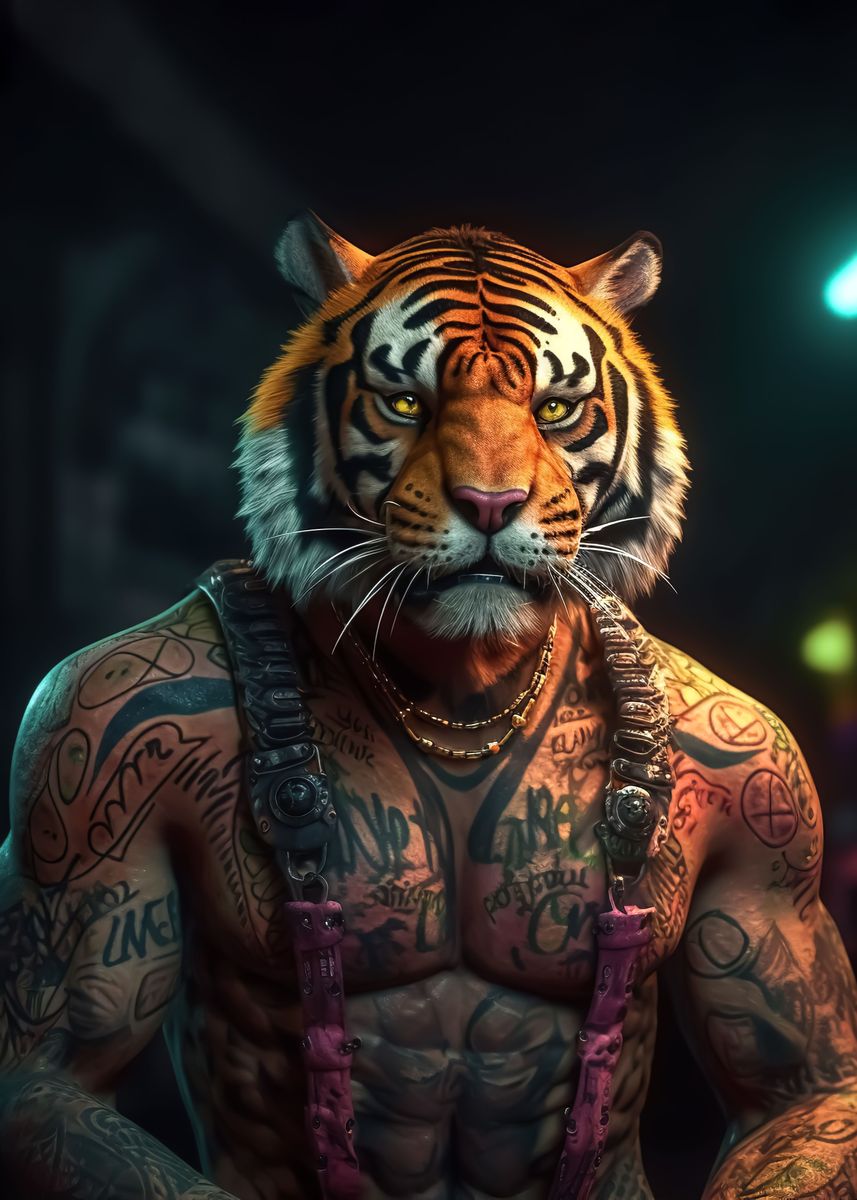 'anthropomorphic tiger' Poster, picture, metal print, paint by HANA ...