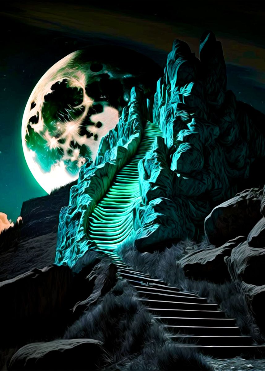 'Fantasy Moon Night' Poster, picture, metal print, paint by Alaye ...