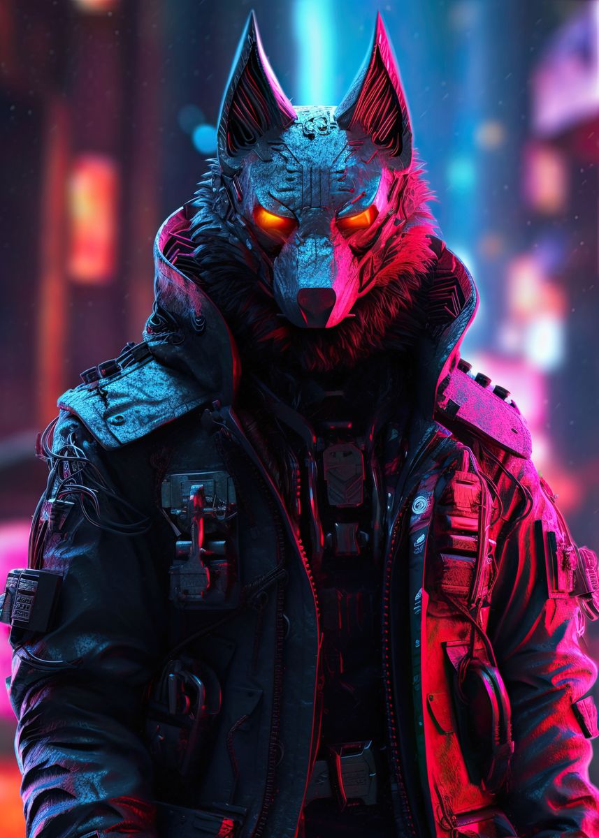 'Cyberpunk Human Wolf' Poster, picture, metal print, paint by Beast ...